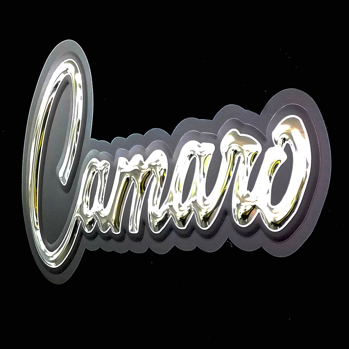 CHEVROLET CAMARO SCRIPT EMBOSSED CHROME GARAGE SIGN 22" (USA ORDERS ON ...