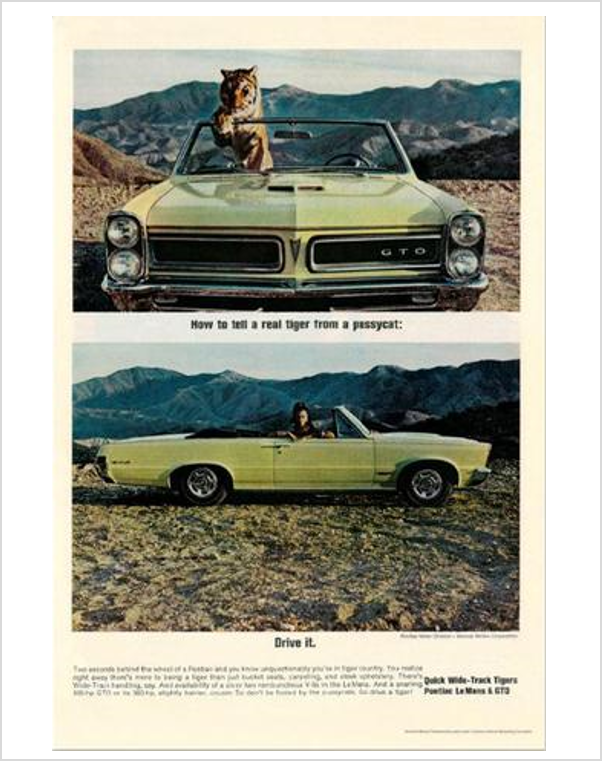 1965 GTO Drive it GM ad Banner or Metal sign – GMClubapparel.com