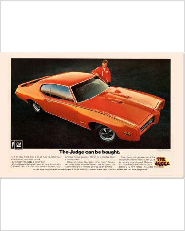 Pontiac GTO Judge Can be bought GM ad Banner or Metal sign ...